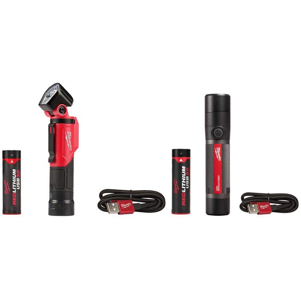 Milwaukee 500 Lumens LED Pivoting REDLITHIUM USB Flashlight & 800 ...