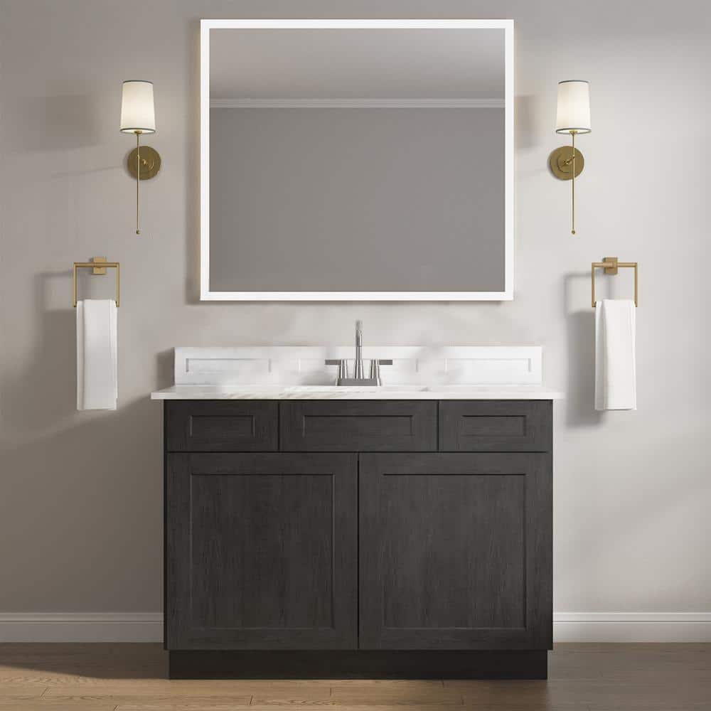 HOMLUX 2-Drawer 42 in. W x 21 in. D x 34.5 in. H Ready to Assemble Bath Vanity Cabinet without ...
