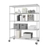 TRINITY EcoStorage Chrome 5-Tier Rolling Heavy Duty Steel Wire Shelving ...