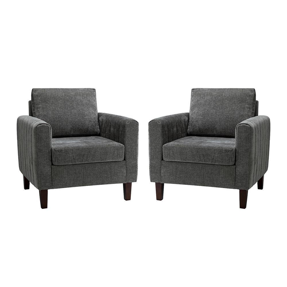 JAYDEN CREATION Ismenus Grey Upholstered Mid Century Modern Club Chair ...