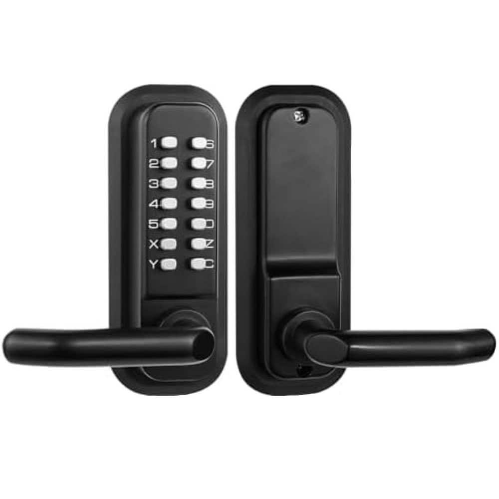 Mechanical Keyless Entry Door Lock with Handle Black Stainless Steel ...