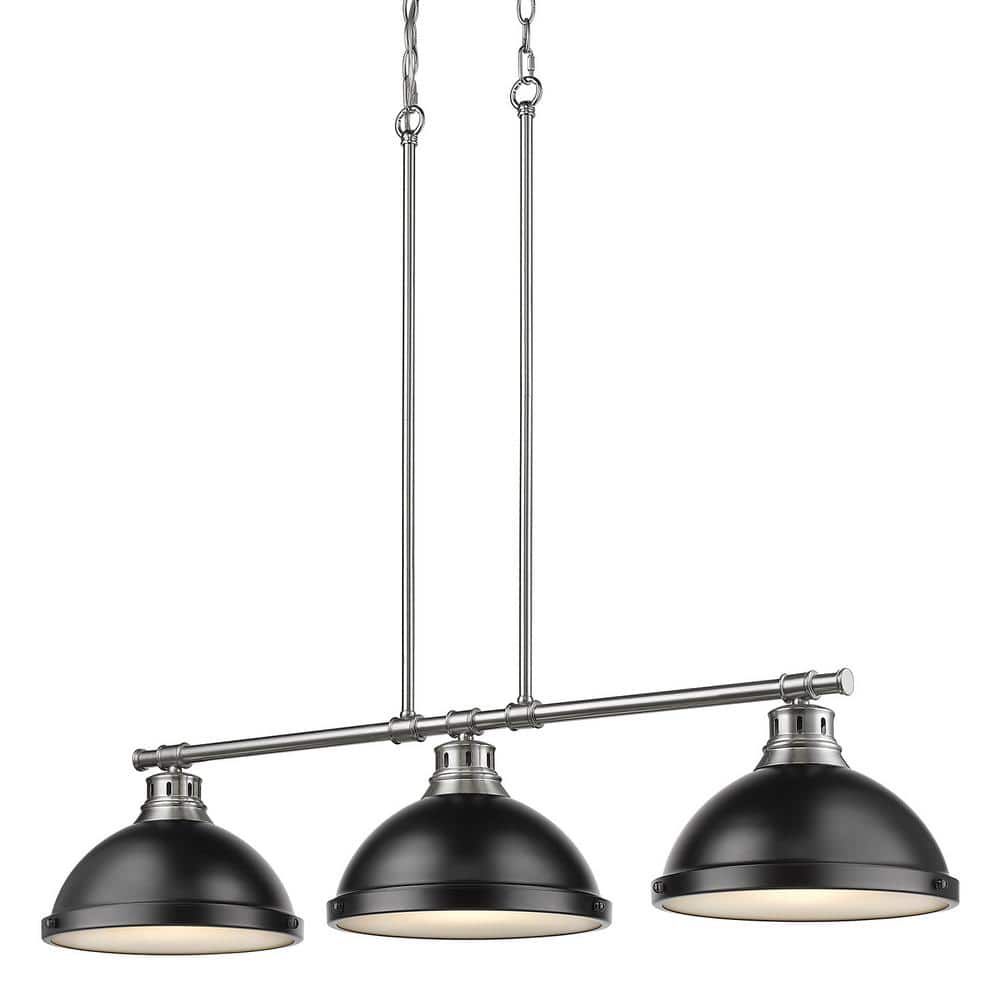Golden Lighting Duncan 300-Watt 3-Light Pewter Pendant Light with Steel ...