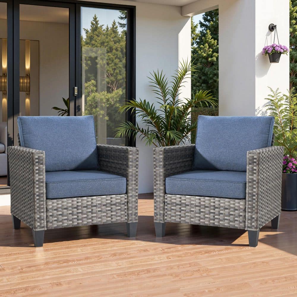 Caodoc Audrey Gray 2-Piece Wicker Single Outdoor Lounge Chair Single ...
