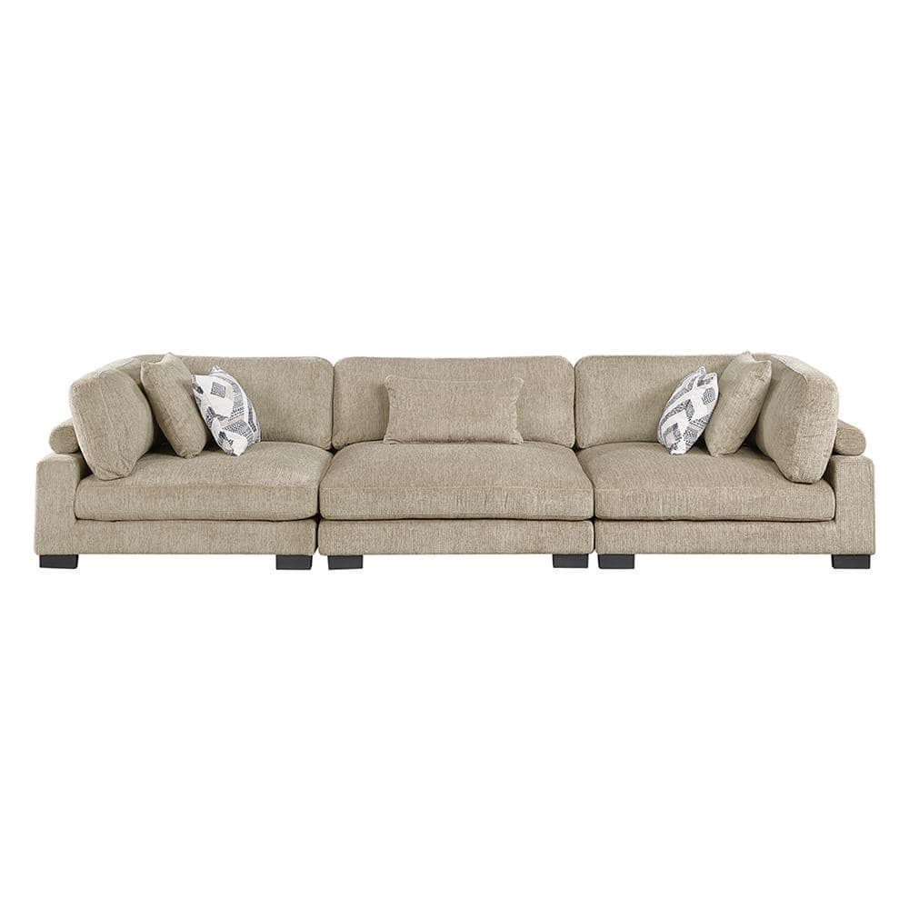 Lazzara Beane 135 in. W Pillow Top Arm Textured Microfiber Rectangle ...