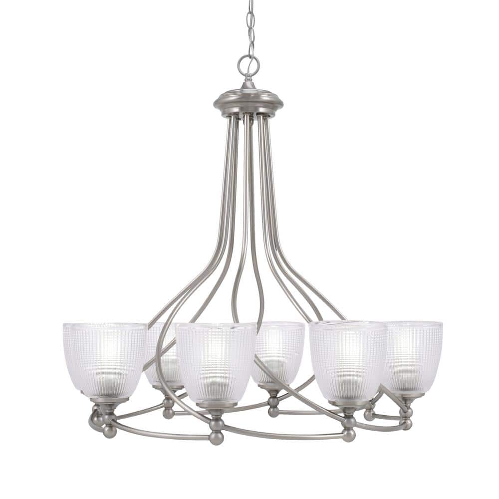Royale 8 Light Brushed Nickel Chandelier, Round Chandelier with 5 in ...