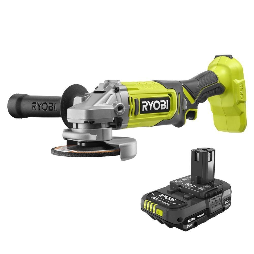 RYOBI ONE+ 18V Cordless 4-1/2 in. Angle Grinder with FREE ONE+ 18V 2.0 ...