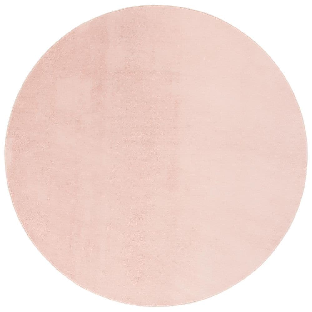 SAFAVIEH Loft Peach 6 ft. x 6 ft. Machine Washable Modern Solid Round ...