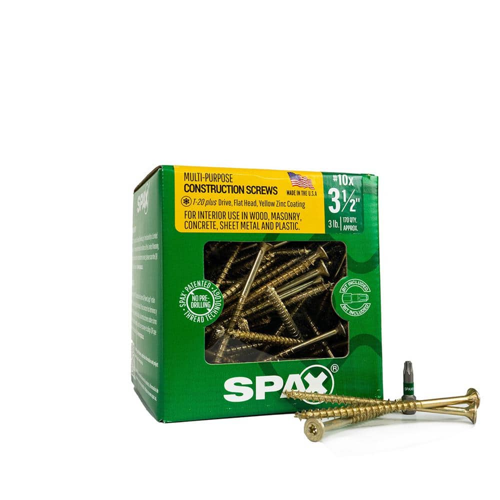 SPAX #10 x 3-1/2 in. Interior Flat Head Wood Screws Construction ...