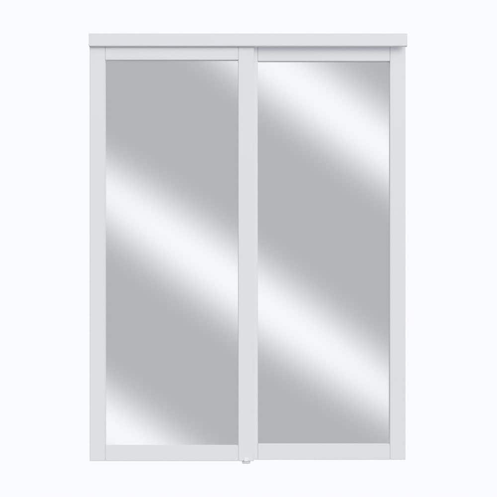 Moristar 60 in. x 80 in. 1-Lite Mirrored Glass Solid Core MDF White ...