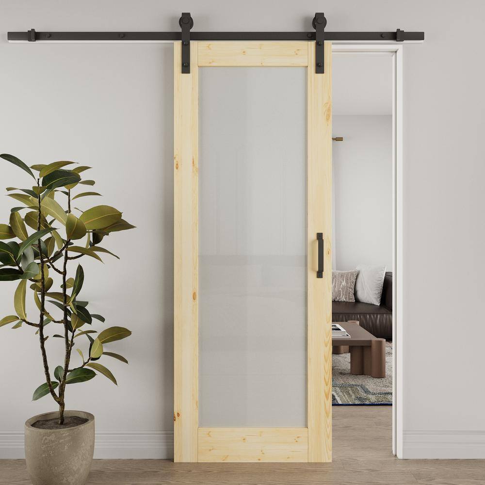 ARK DESIGN 30 in. x 80 in. 1-Lite Tempered Frosted Glass Unfinished ...