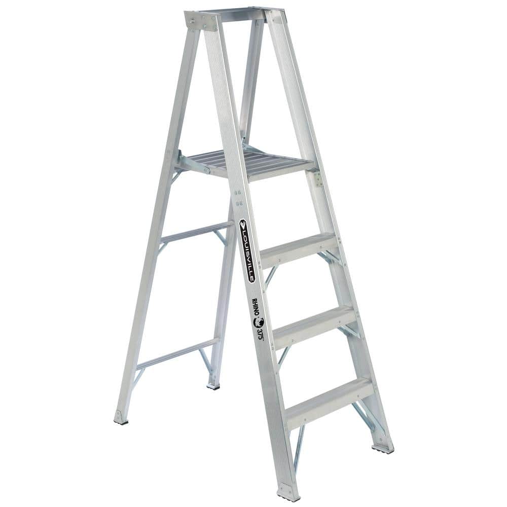 Louisville Ladder 4 ft. Aluminum Platform Step Ladder with 375 lbs ...