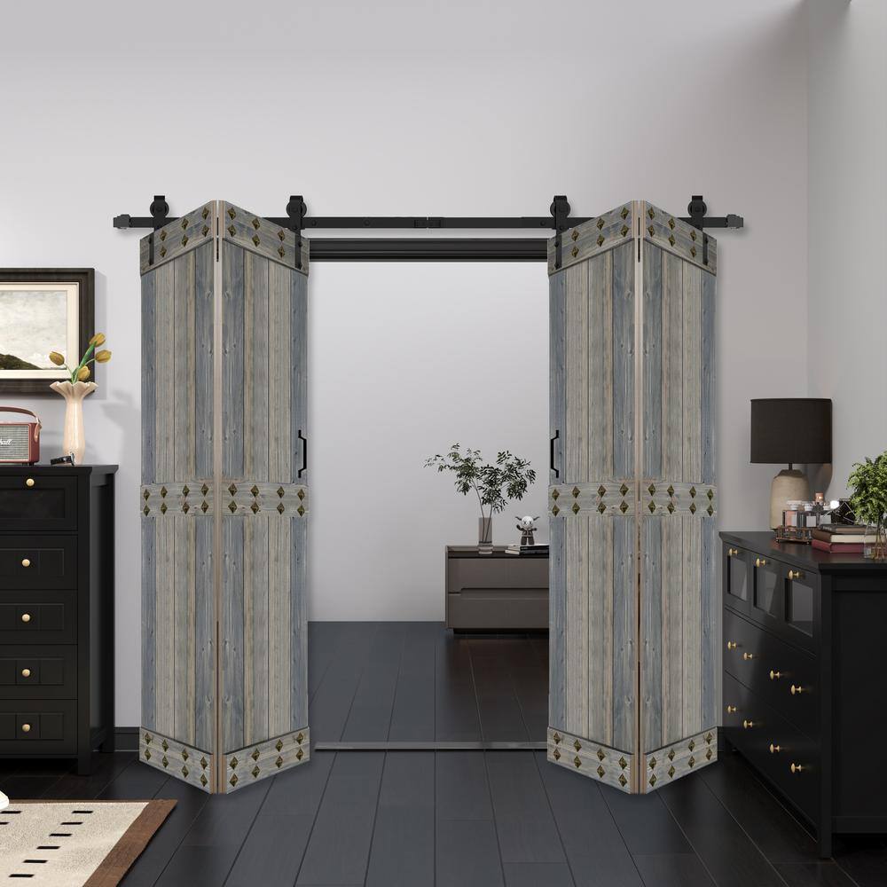 ISLIFE Mid-Bar Style 72 in. x 84 in. (18 in. x 84 in. 4-Panels) Solid ...