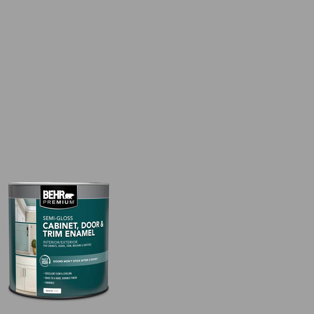 BEHR PREMIUM 1 qt. #PPU26-06 Elemental Gray Semi-Gloss Enamel Interior ...
