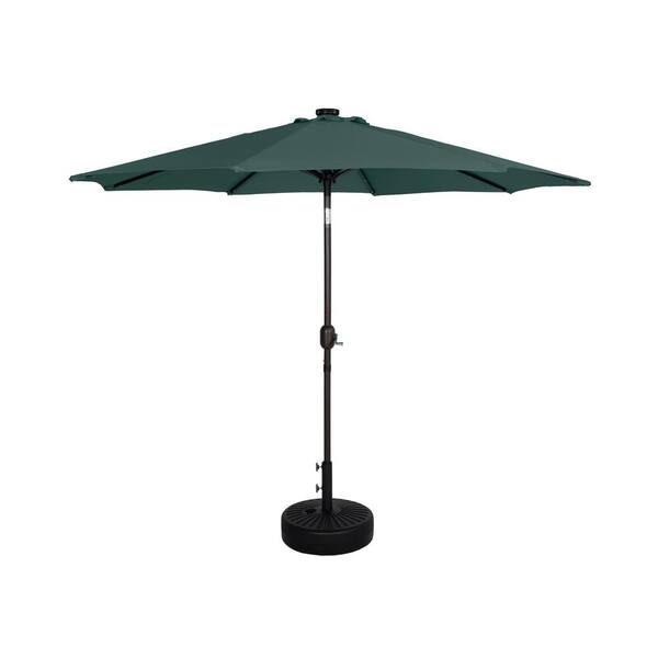 WESTIN OUTDOOR Marina 9 ft. Patio Solar LED Market Umbrella with Black ...