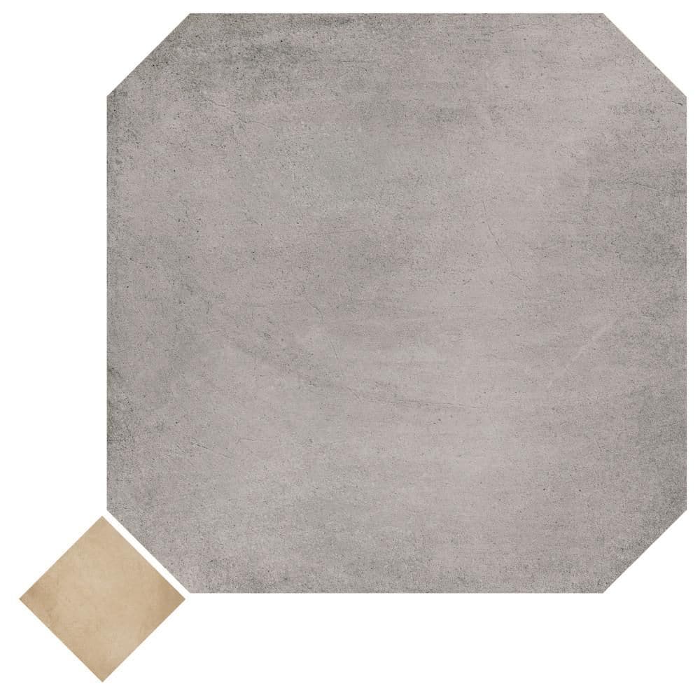 Merola Tile Laverton Octagon Gris with Taco Beige 8 in. x 8 in ...