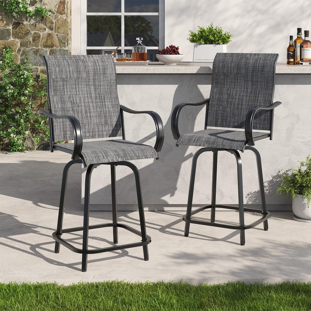 ELPOSUN Swivel Metal Metal Outdoor Bar Stool (2-Pack) HDNBPC0192DGOS ...