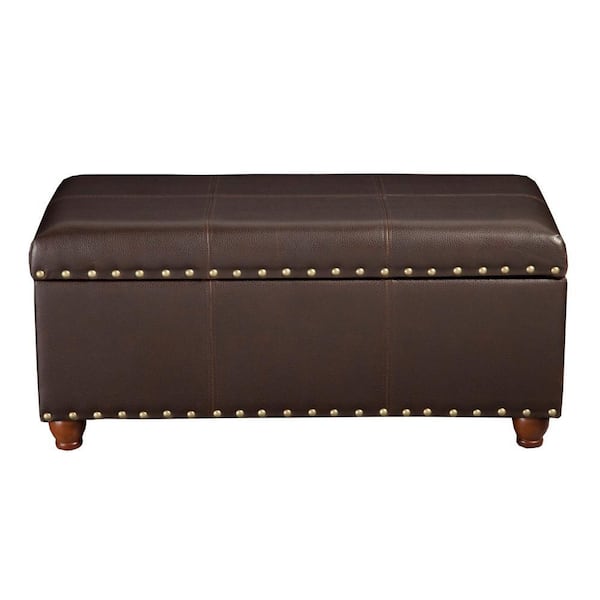 Benjara 40 in. Brown Backless Bedroom Bench with Nail Head Trim Accent ...