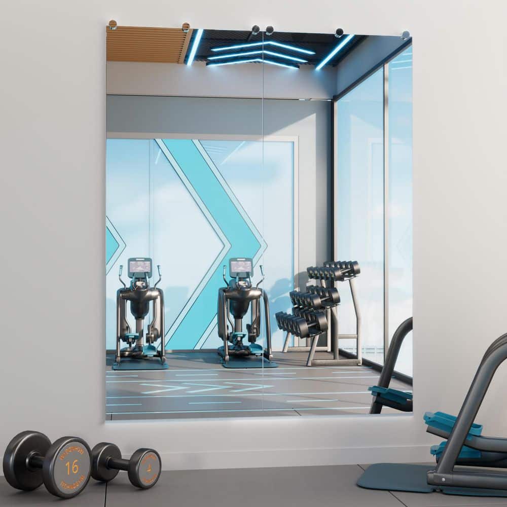 KeonJinn 24 in. W x 60 in. H Rectangular Frameless Wall Mirror Gym ...