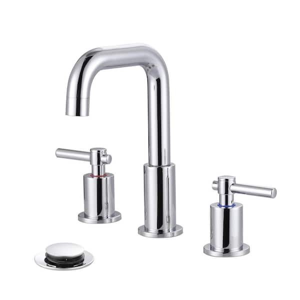 ALEASHA Glide 8 in. Widespread Double Handle Bathroom Faucet in Chrome ...