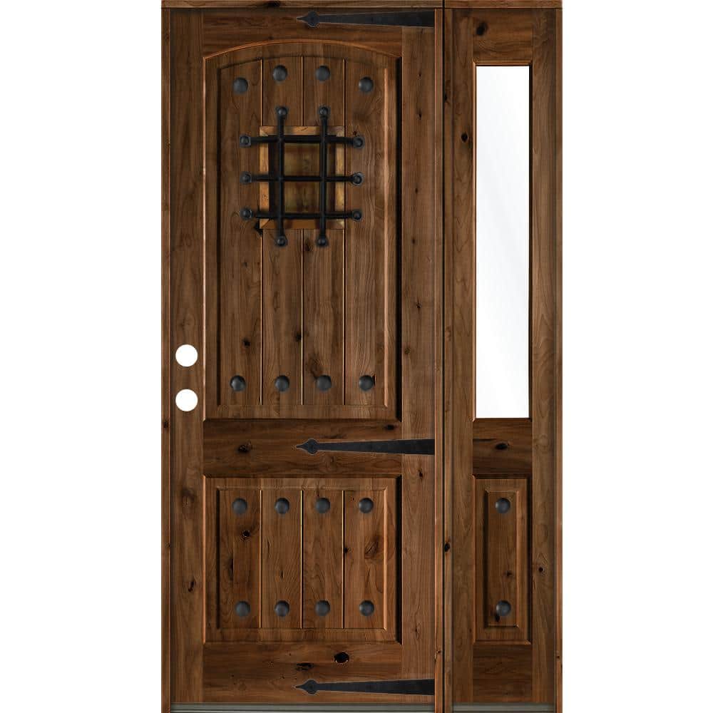 Krosswood Doors 62 in. x 96 in. Medit. Knotty Alder Right-Hand/Inswing ...