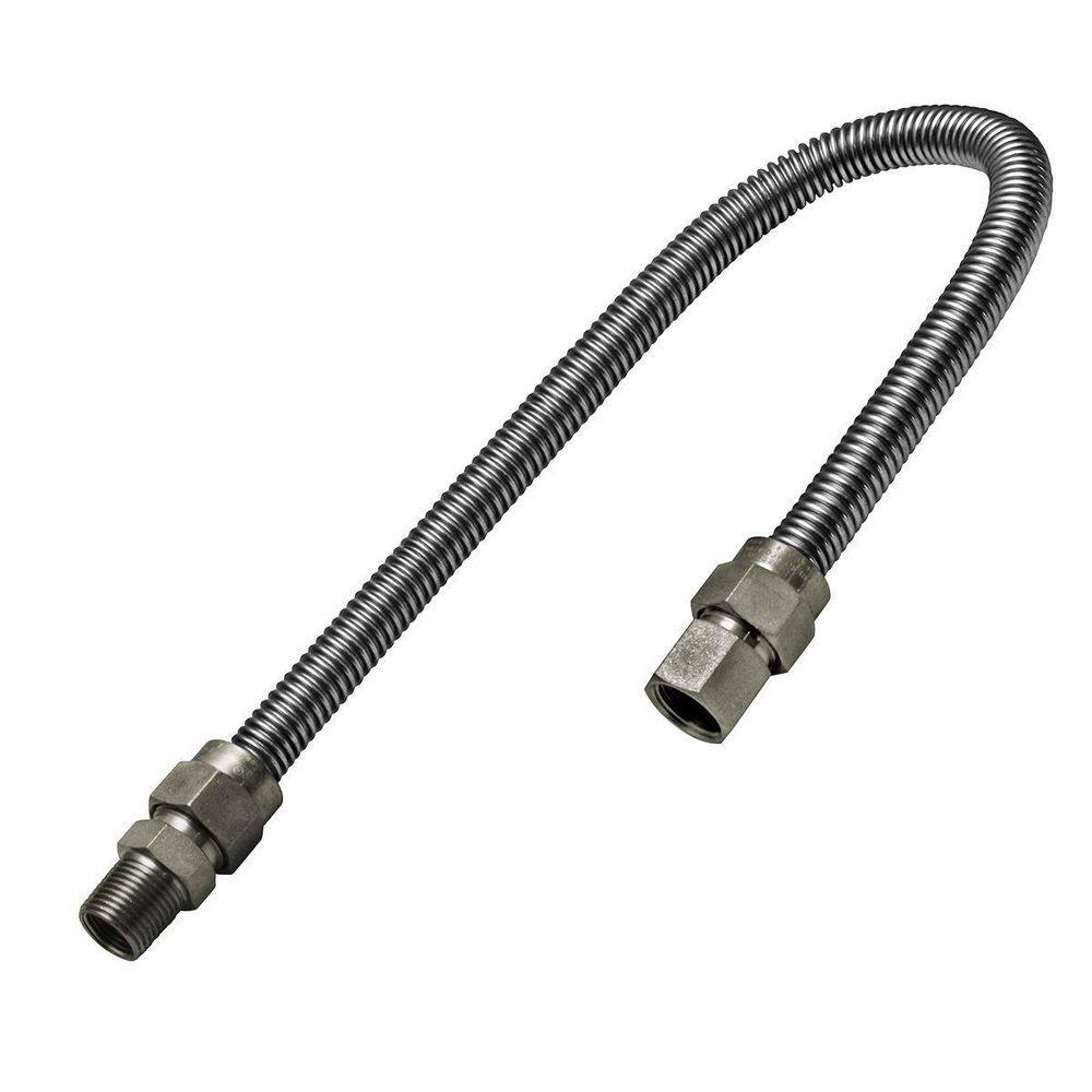 PLUMBFLEX 0.5 in. OD x 2.5 ft. Stainless Steel Flexible Gas Connector ...