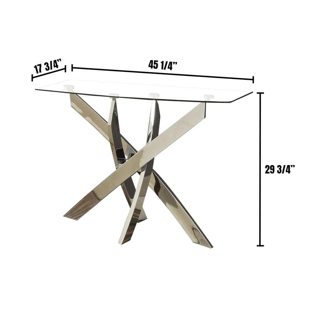 William's Home Furnishing Laila 46 in. Chrome Rectangle Glass Console ...