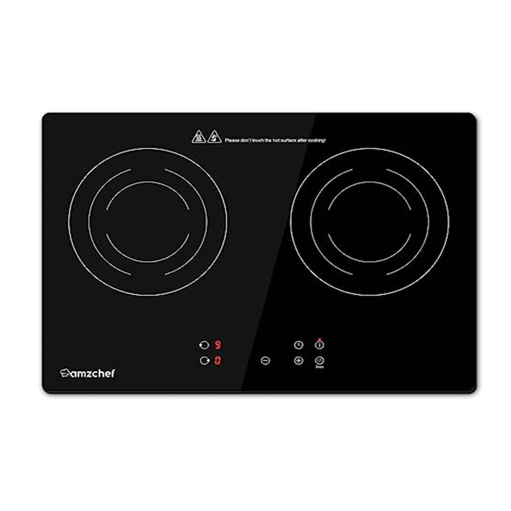 amzchef 20.5 in. 2 Elements Ceramic Dual Induction Cooktop in Black ...