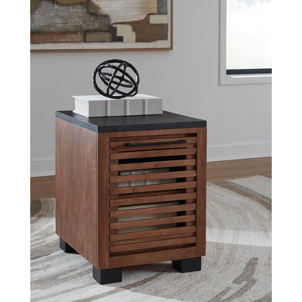 Signature DESIGN BY ASHLEY Kallari 18 in. Black/Dark Bown Rectangle MDF ...