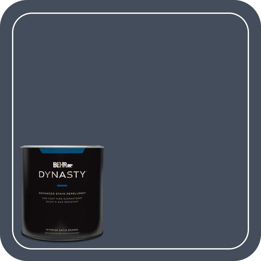 BEHR DYNASTY 1 qt. #S520-7 Night Flight One-Coat Hide Satin Enamel ...
