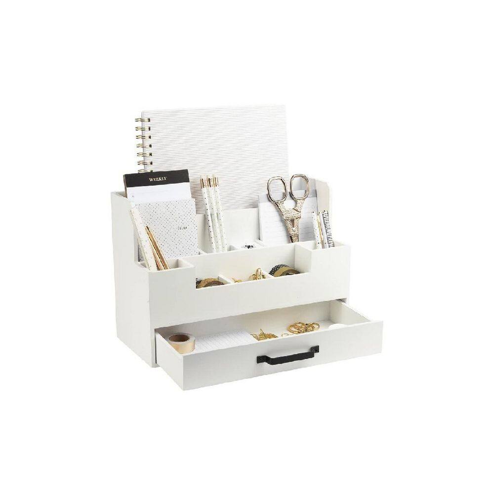 Whites 13 in. x 9 in. Wood Desk Organizer with Drawer HDB4KL95GN - The ...