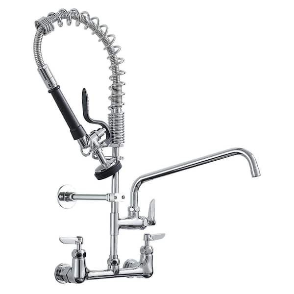 Fapully 25 in. H Double Handle Wall Mount Commercial Pull Down Sprayer ...