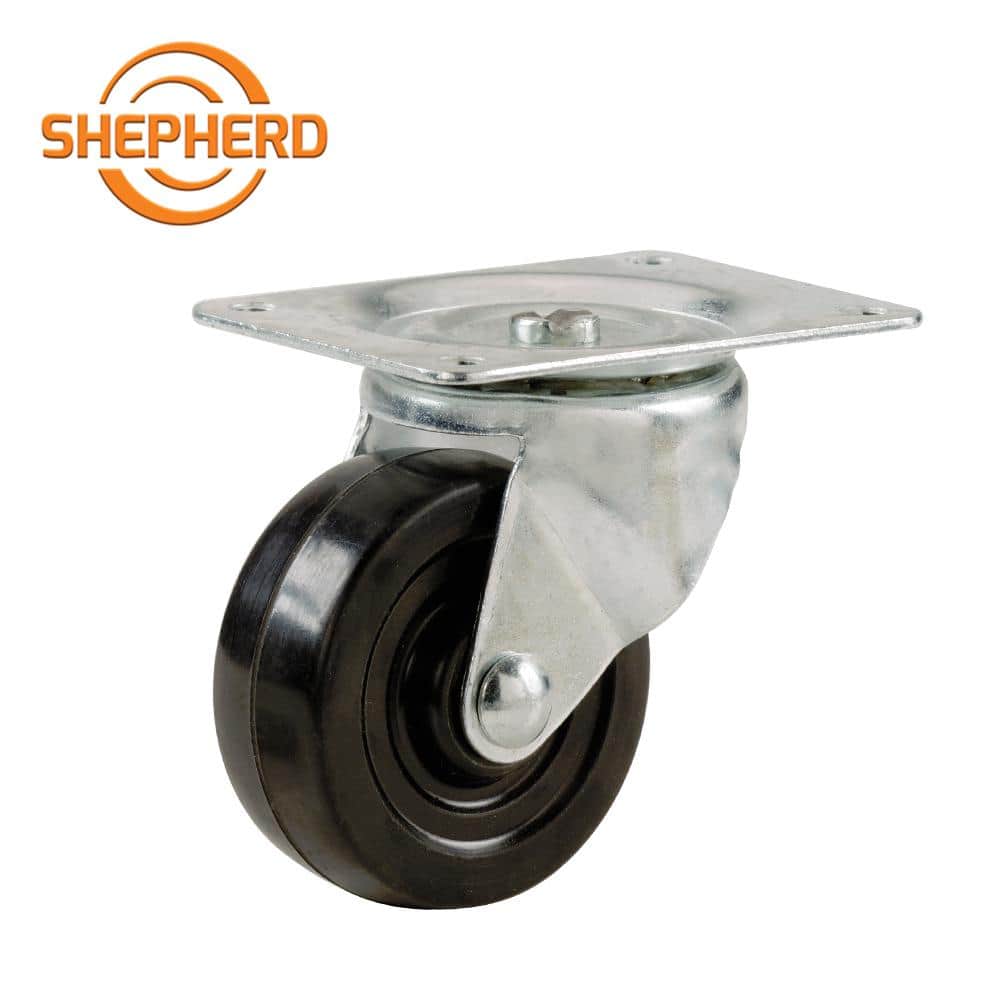Shepherd 3 in. Black Polypropylene and Steel Swivel Plate Caster with ...