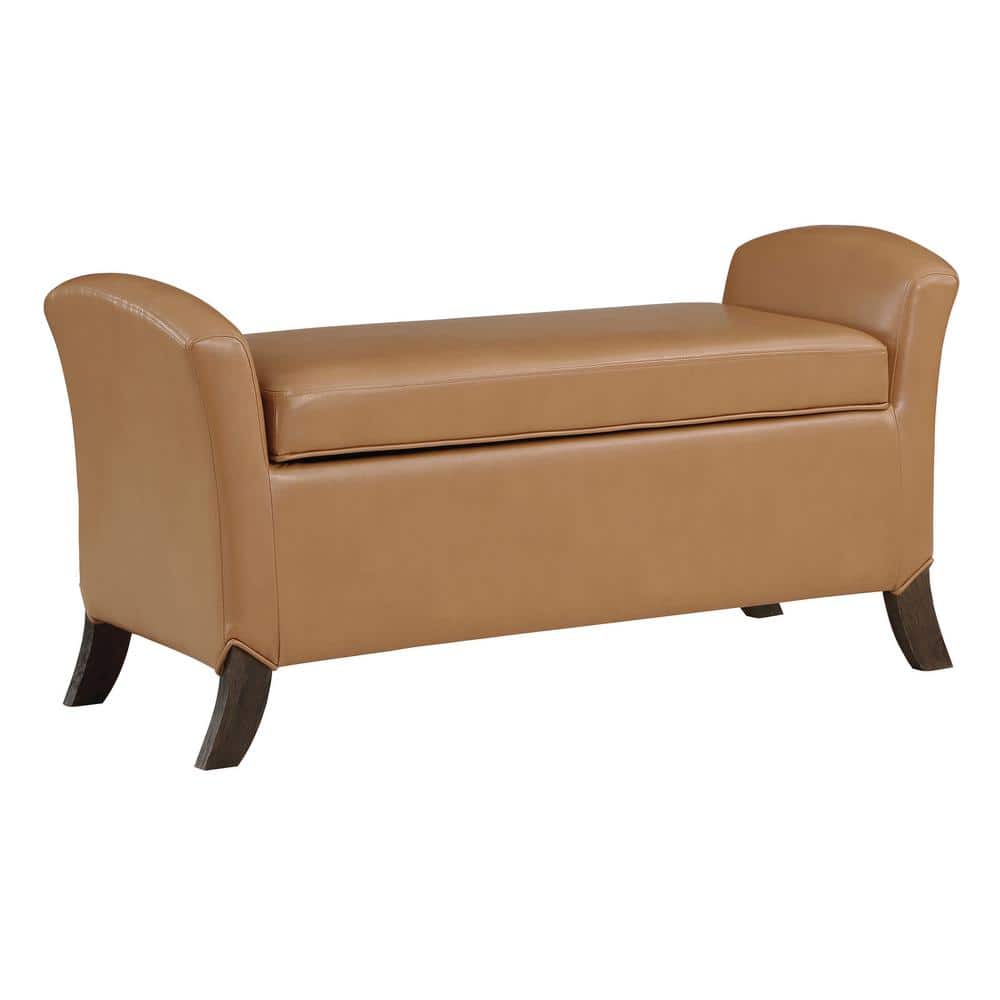 OSP Home Furnishings Camel 48 in. W x 19.25 in. D x 24.25 in. H Faux ...
