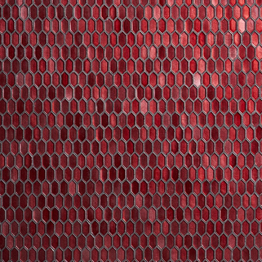 Ivy Hill Tile Glimmer Red 11.61 in. x 11.73 in. Polished Glass Wall ...