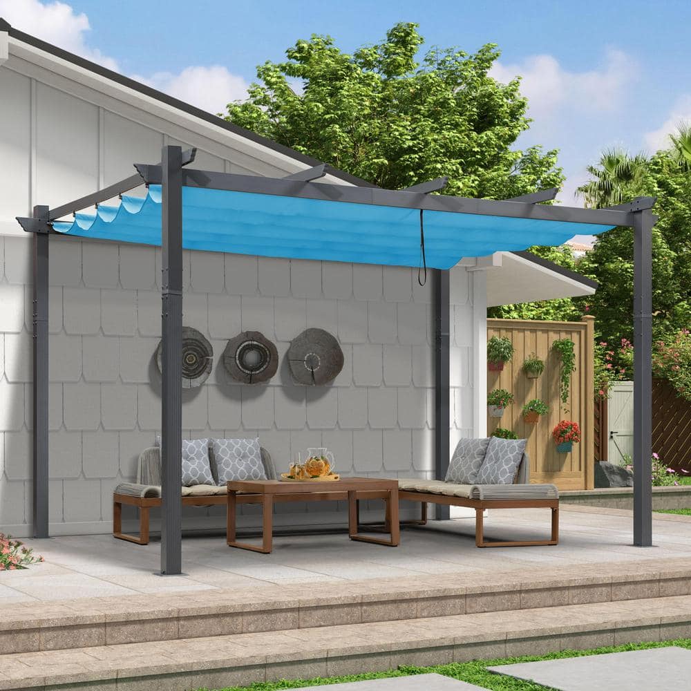 PURPLE LEAF 9.5 ft. W x 13 ft. D Modern Gray Aluminum Against The Wall ...