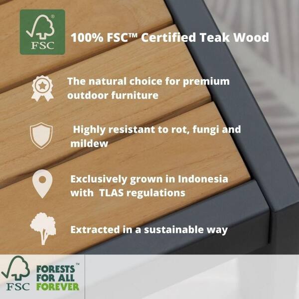 Amazonia Fortu 9 Piece 100 FSC Teak Wood Outdoor Dining Set HD PORTALSBK 8FORTBR