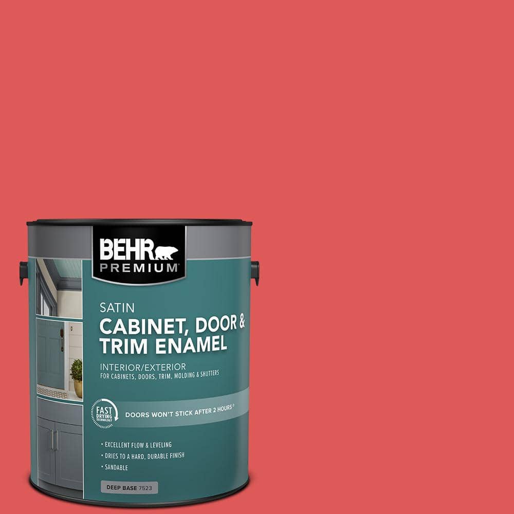 BEHR PREMIUM 1 gal. #150B-6 Firecracker Satin Enamel Interior/Exterior ...