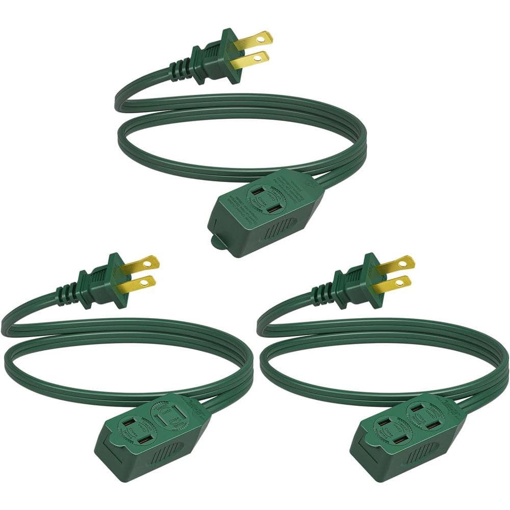 DEWENWILS 3-Pack 3 ft. 16/3 Indoor Extension Cord with Multiple Outlets ...