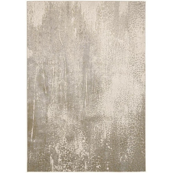 HomeRoots 2 ft. x 8 ft. Gray, Ivory Abstract Area Rug 2000512988 - The ...