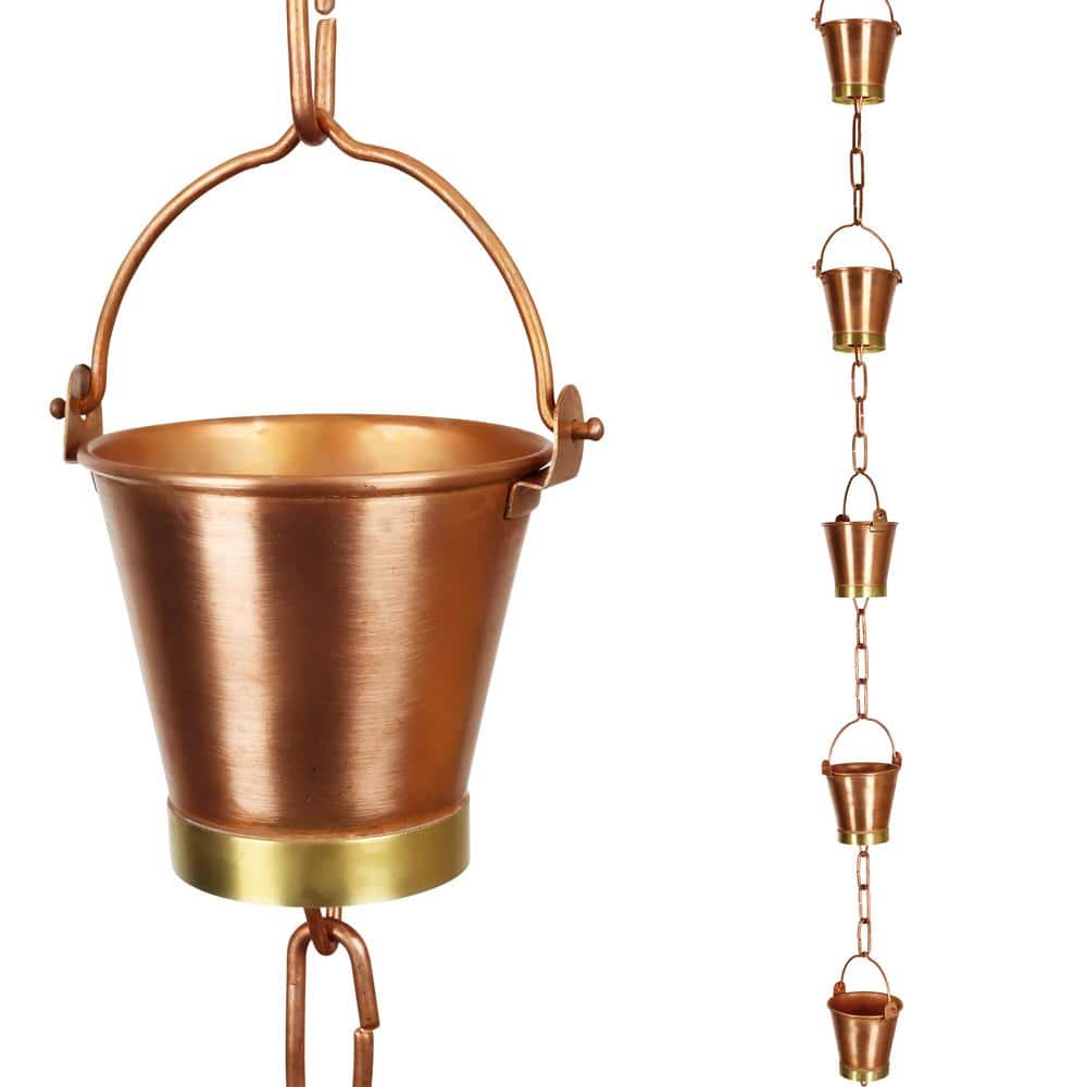 U-nitt 8.5 ft. Pure Copper Bucket Rain Chain 8146 - The Home Depot