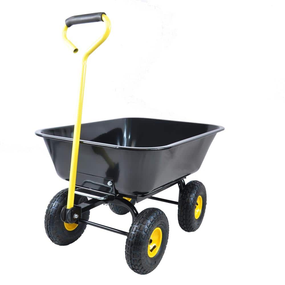 FASHION FINESSE LLC 2 cu. ft. Glossy Black Plastic Garden Cart with ...