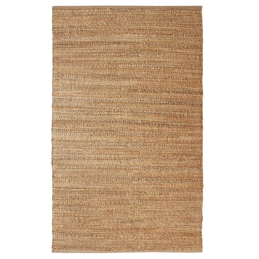 Tan 5 ft. x 7 ft. 9 in. Natural Jute and Chenille Handwoven Area Rug ...
