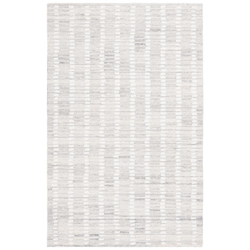 SAFAVIEH Abstract Silver/Ivory 6 ft. x 9 ft. Striped Stone Area Rug ...
