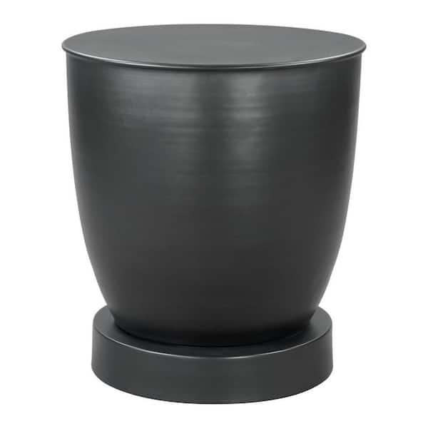 HomeRoots 19 in. Black Round Iron End Table 2000556536 - The Home Depot