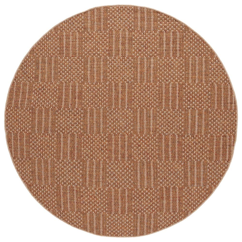 SAFAVIEH Wicker 7 ft. x 7 ft. Natural/Brown Geometric Round Area Rug ...