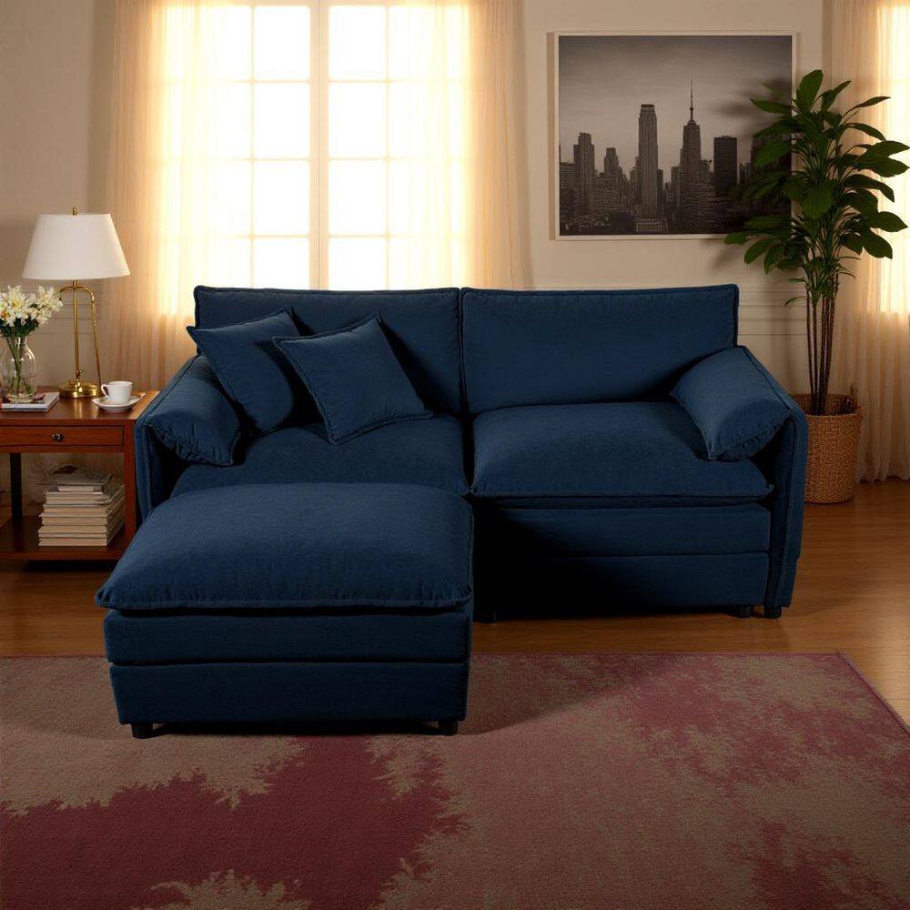 Homy Casa ROYET 75.6 in. W Pillow Top Arm Chenille 3-Seater Modular ...