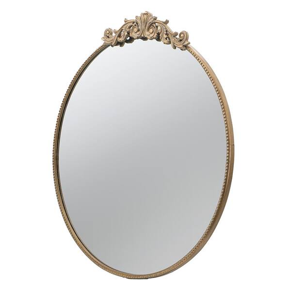 Elegant Aesthetic Gold 36 in. W x 39 in. H Modern Round Metal Framed ...