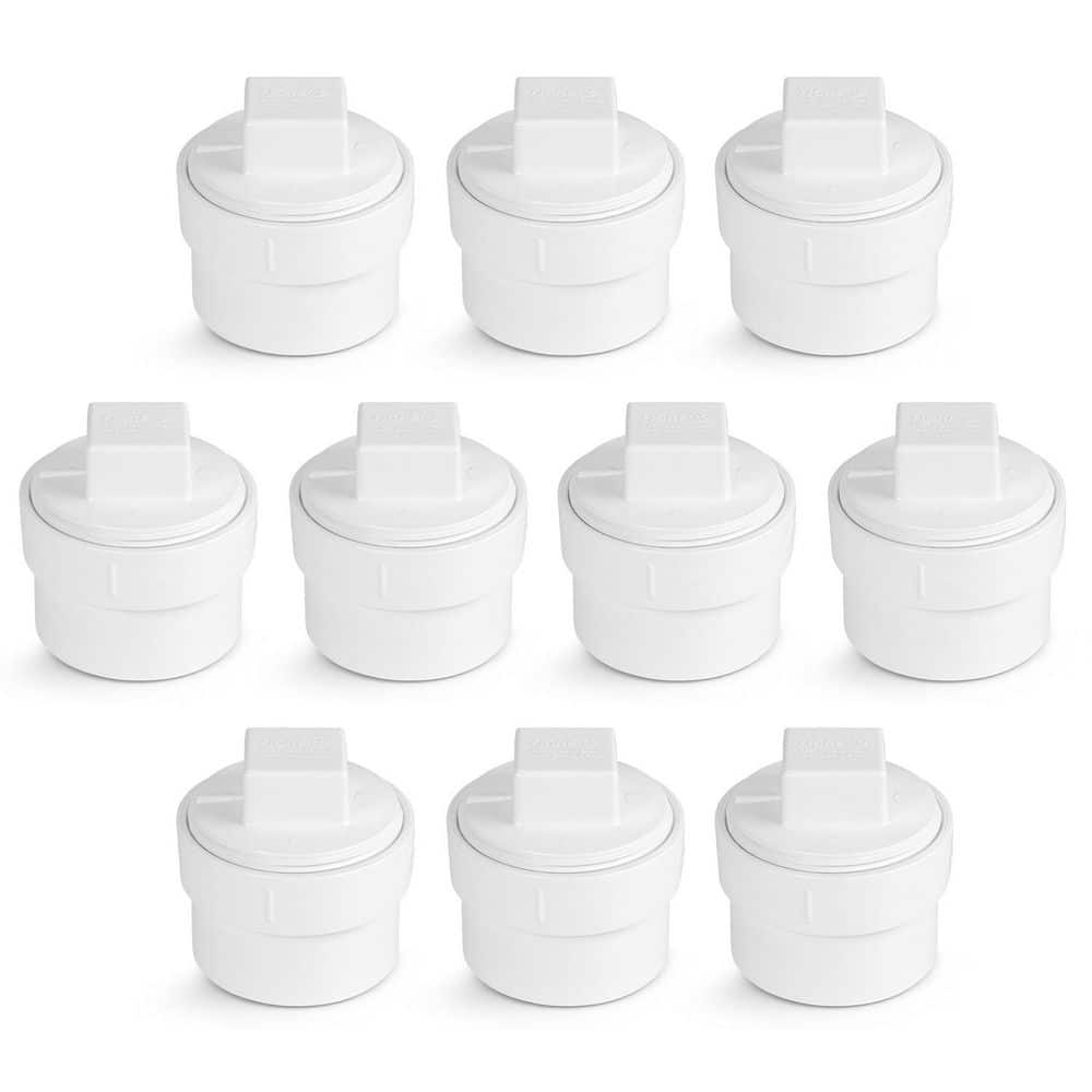 PLUMBFLEX 4 in. White Rigid PVC DWV Cleanout Adapter with C.O. Plug ...