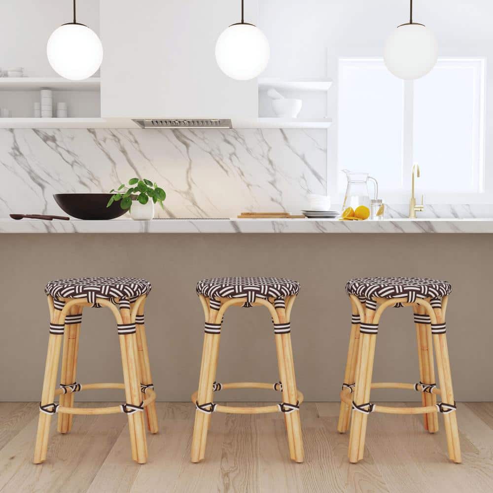 Butler Specialty Company Tobias 24 in. Burgundy Backless Round Rattan ...