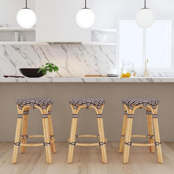 Butler Specialty Company Tobias 24 in. Burgundy Backless Round Rattan ...